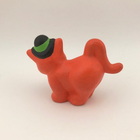 Homemade Ceramic Halloween Cat Cat Wearing Mask Cat Wearing Bowler Hat ...