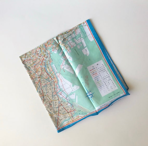 Vintage Bunny Map Kerchief, Map Of Japan, Map-Kerchie… - Gem