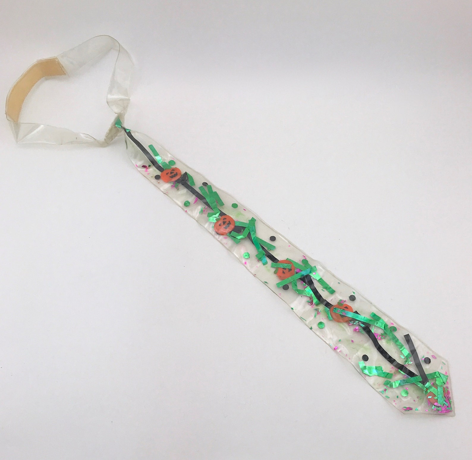 Vintage Plastic Halloween Theme Tie, Necktie, Pumpkin Tie, FAIR to GOOD ...