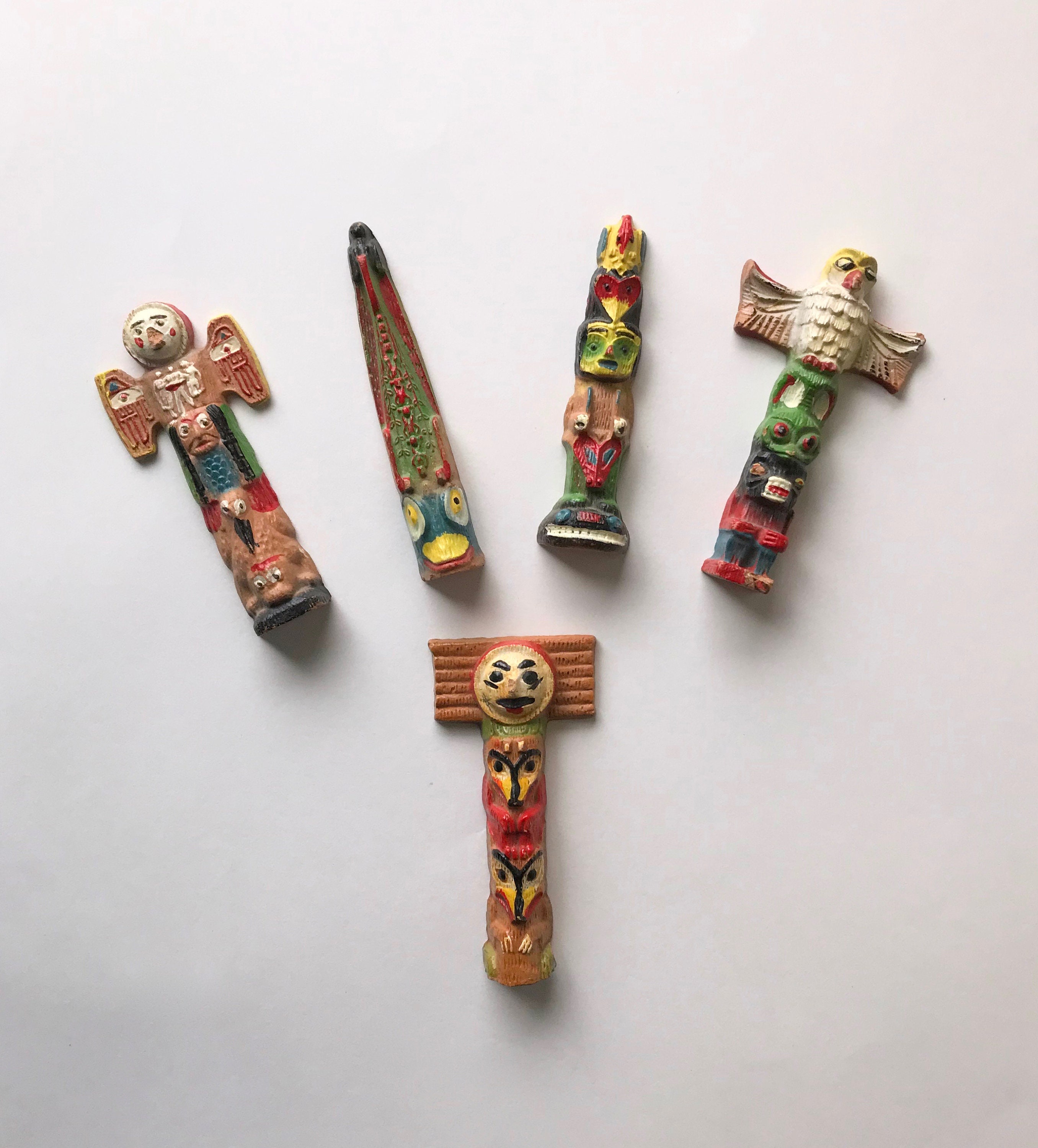Vintage Lot Of Miniature Totem Poles Colorful Totem Poles | Etsy