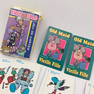Vintage Old Maid Cards, Old Maid Card Game, French/english Old Maid ...