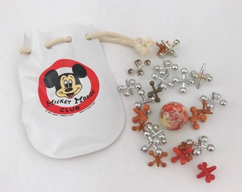 Vintage Set of 16 Jacks and Ball, Jack Set With Partial Case and Ball ...