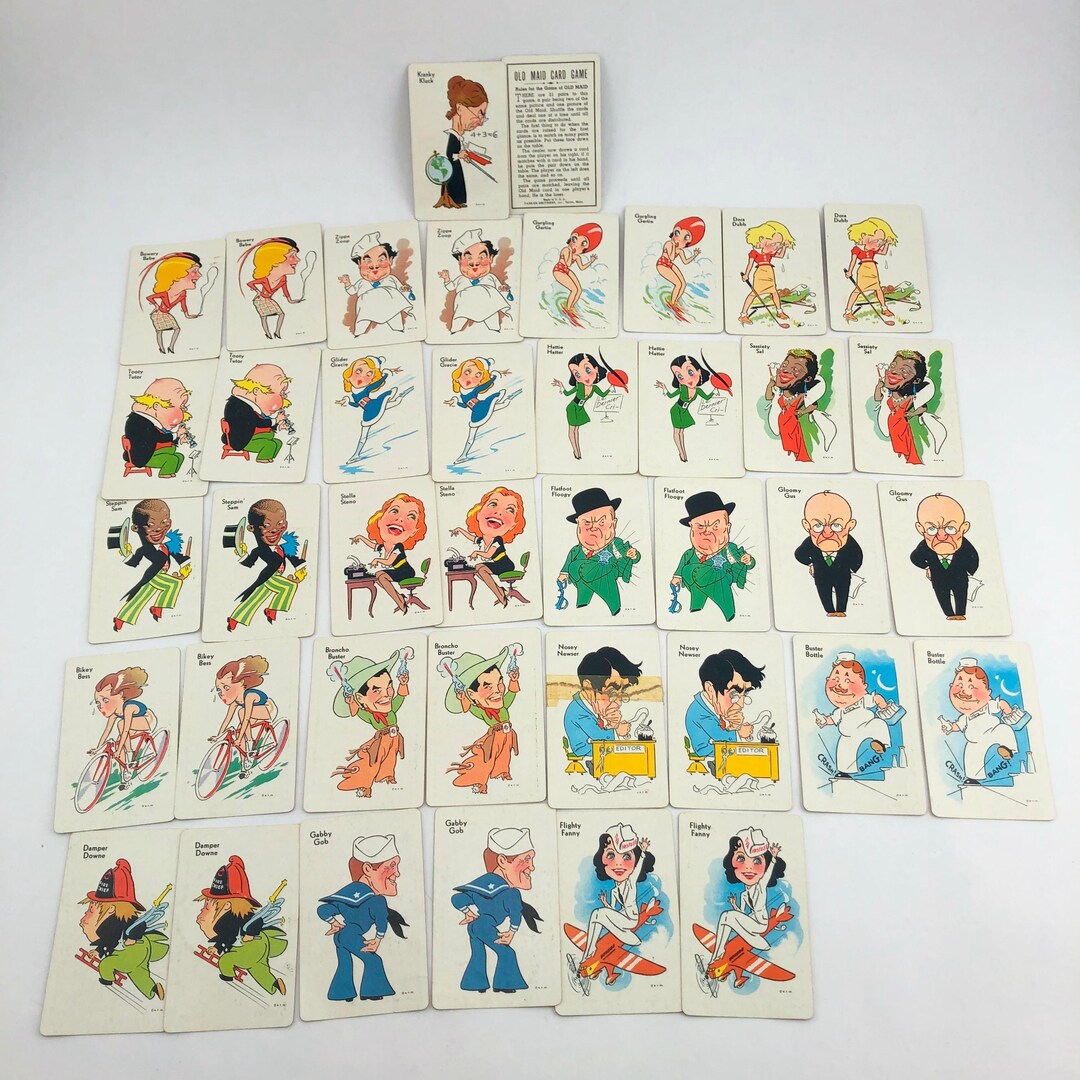 Vintage Old Maid Card Game 1930's, Parker Brothers, INCOMPLETE, Missing ...