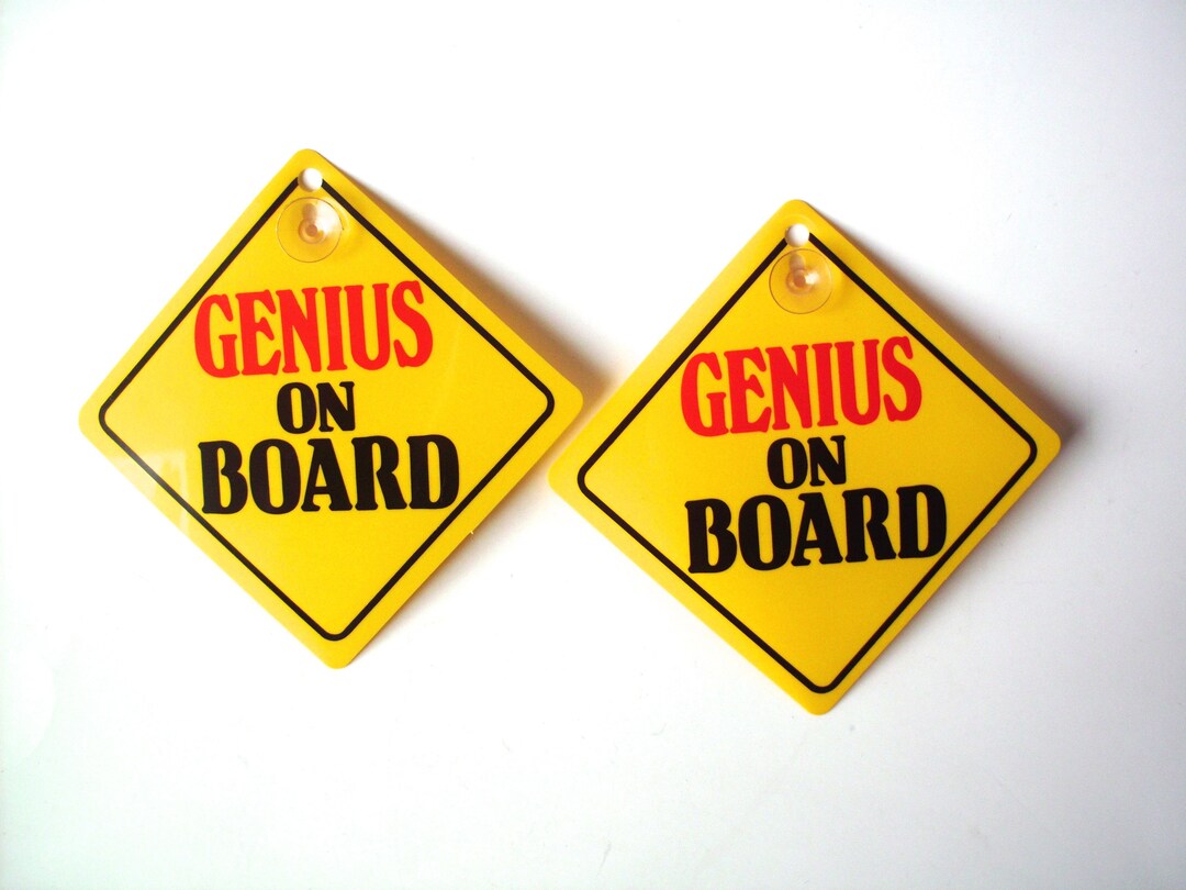 Vintage Genius on Board Car Signs, Funny Car Decor, Genius Sign, Mensa ...