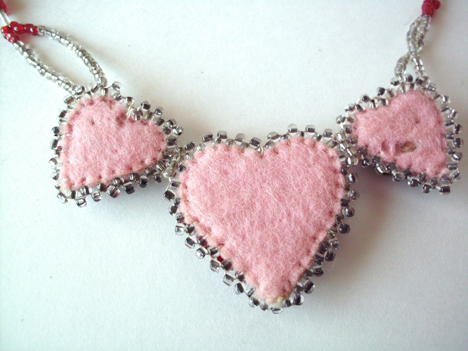 Vintage Sequined and Beaded Heart Necklace Sequin Hearts - Etsy