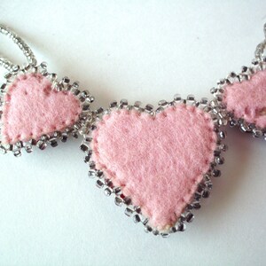 Vintage Sequined and Beaded Heart Necklace, Sequin Hearts Necklace, Red ...