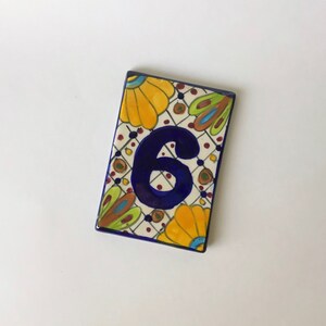 Vintage Number Six Ceramic Tile, Decorative Number 6 Tile, Blue Floral ...