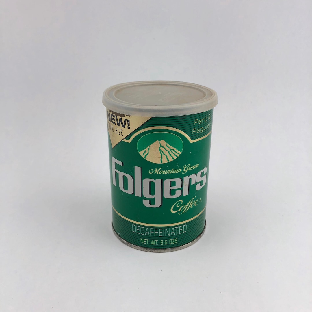 Vintage Small Size Folger's Decaffeinated Coffee Can, 6.5 Oz. Size ...