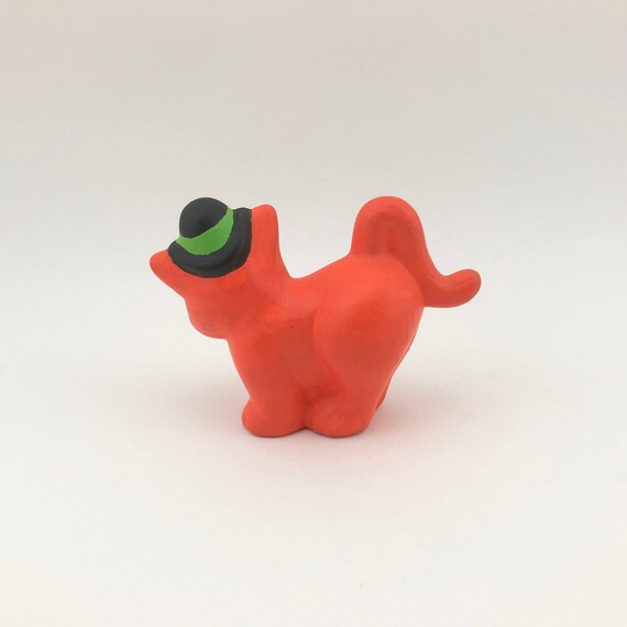 Homemade Ceramic Halloween Cat Cat Wearing Mask Cat Wearing Bowler Hat ...