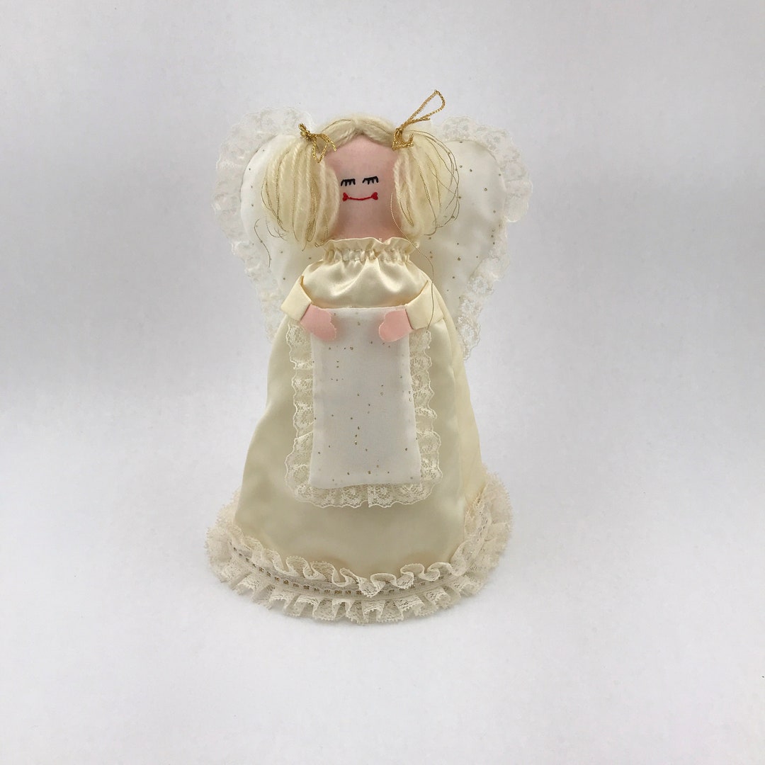 Vintage Soft Angel Tree Topper, Angel Christmas Tree Top, Fabric Angel ...