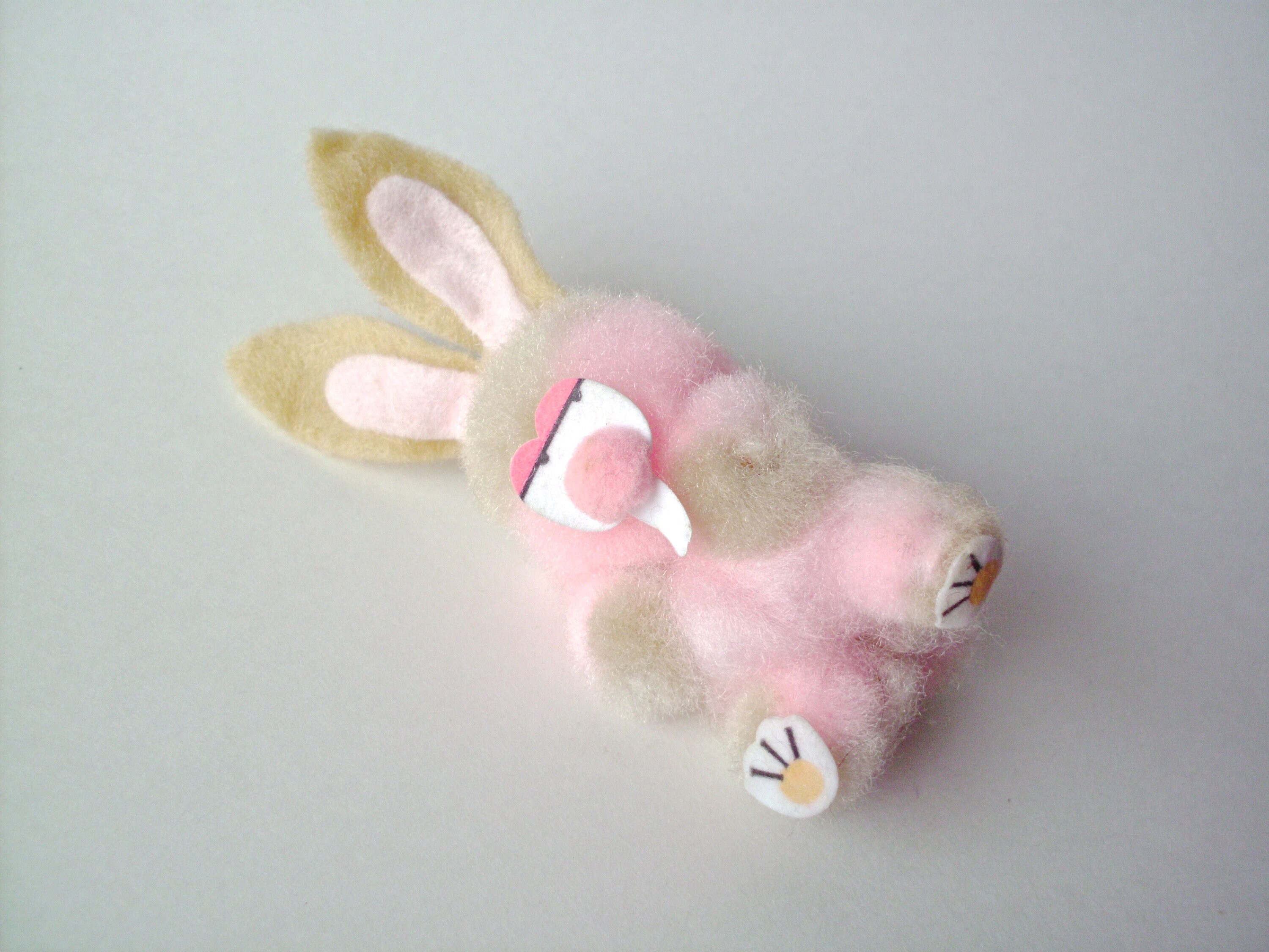 Vintage Pompom Conejo Conejo Conejo Divertido Marrón y Rosa | Etsy