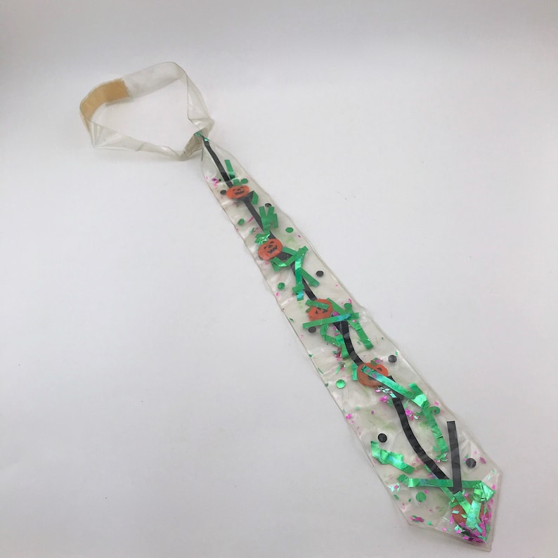 Vintage Plastic Halloween Theme Tie, Necktie, Pumpkin Tie, FAIR to GOOD ...
