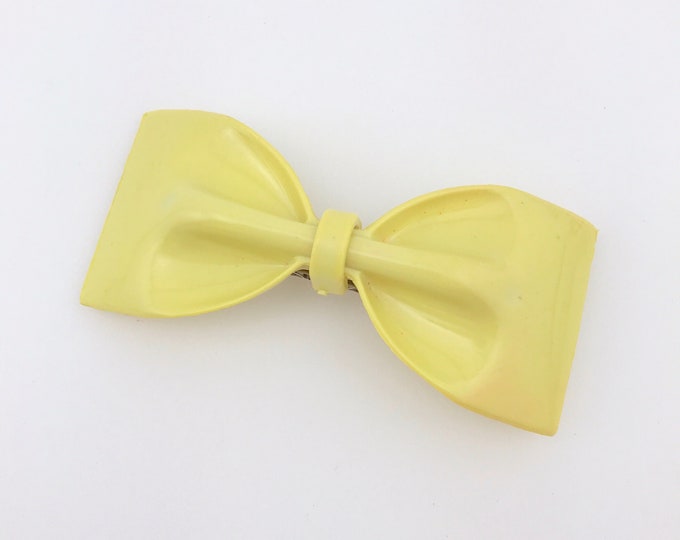 Vintage Large Yellow Hard Plastic Hair Bow Hair Clip, Yellow Hair Clip ...