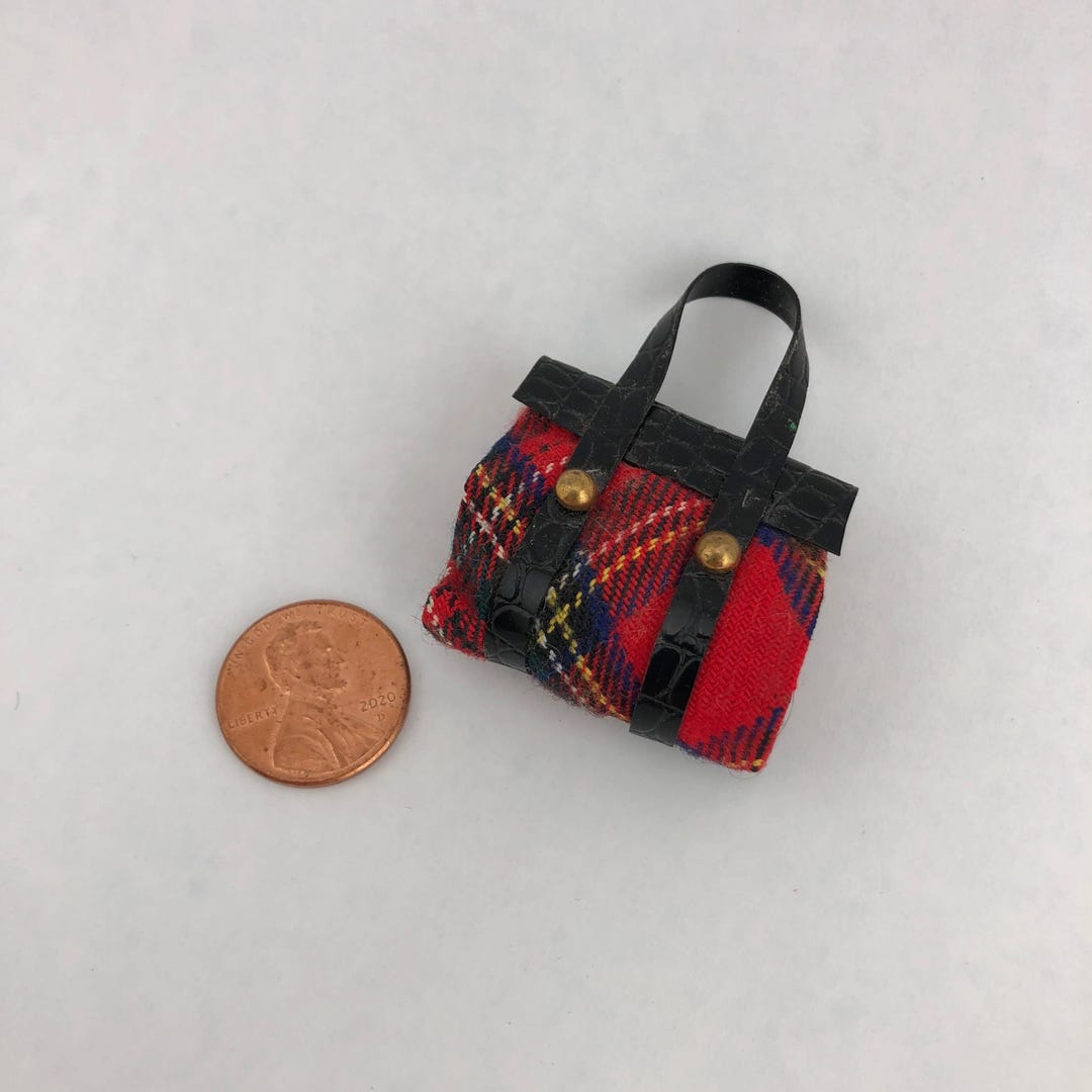 Vintage Tiny Plaid Purse Brooch/pin, Handbag Pin, Miniature Purse Pin ...
