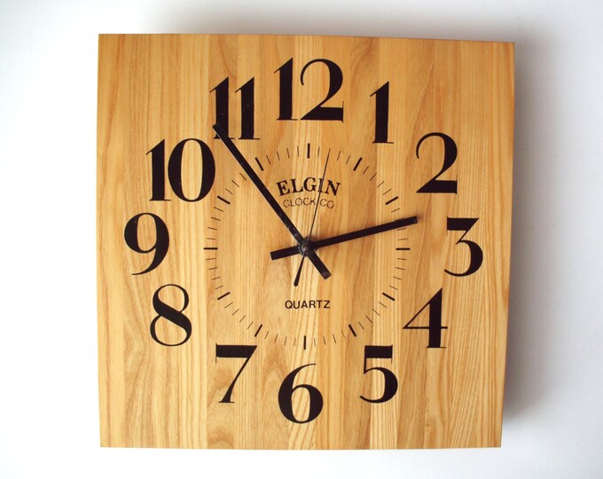 Vintage Elgin Butcher Block Wood Wall Clock - Etsy