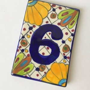 Vintage Number Six Ceramic Tile, Decorative Number 6 Tile, Blue Floral ...