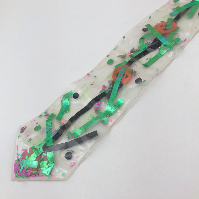 Vintage Plastic Halloween Theme Tie, Necktie, Pumpkin Tie, FAIR to GOOD ...