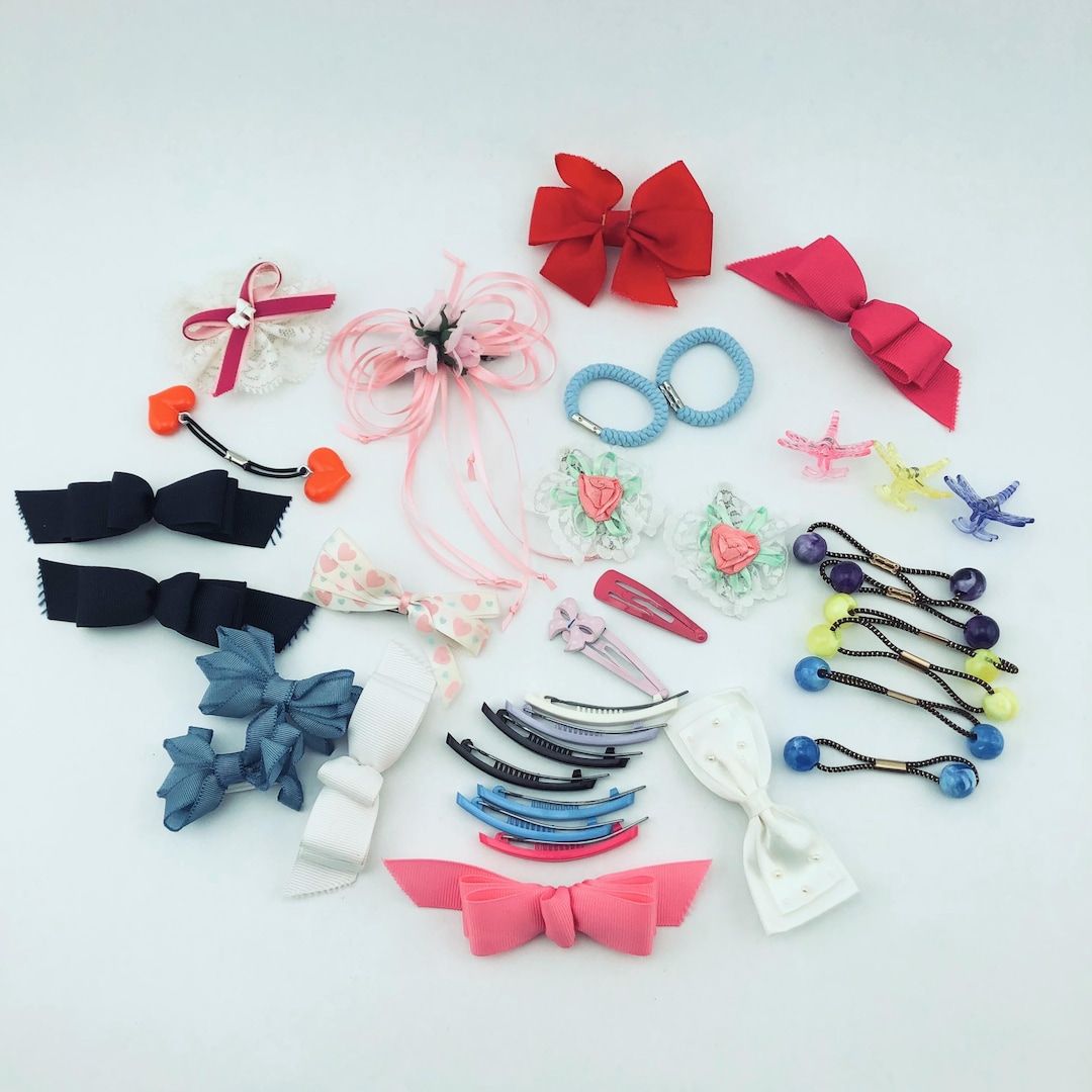 Vintage Group of 1980's Style Hair Clips/barrettes, Ponytail Holders ...