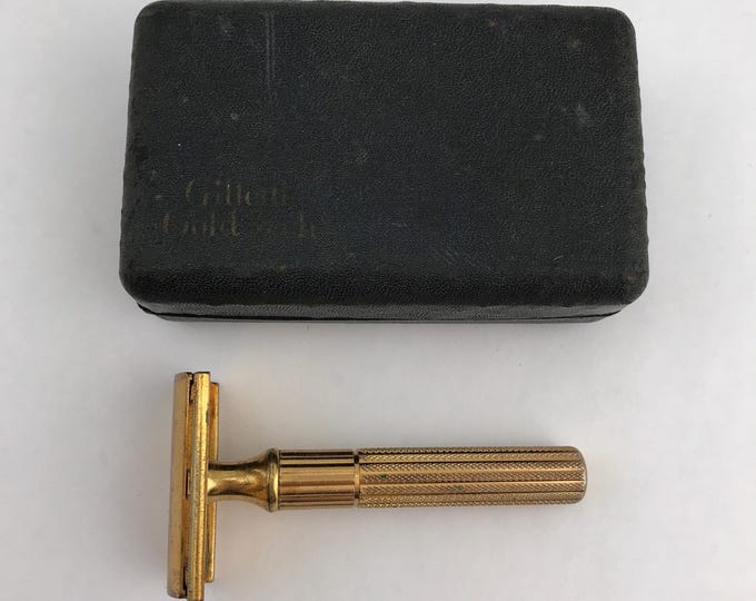 Vintage Gillette Gold Tech Safety Razor, Gold Plated Razor, Gillette ...