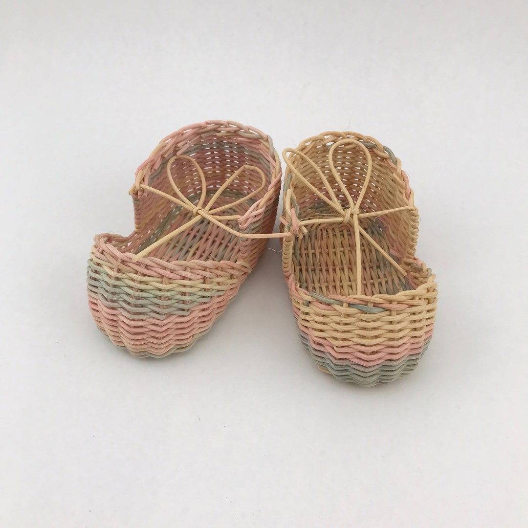Vintage Wicker Baby Shower Decor, Wicker Baby Bootie Table Decoration ...