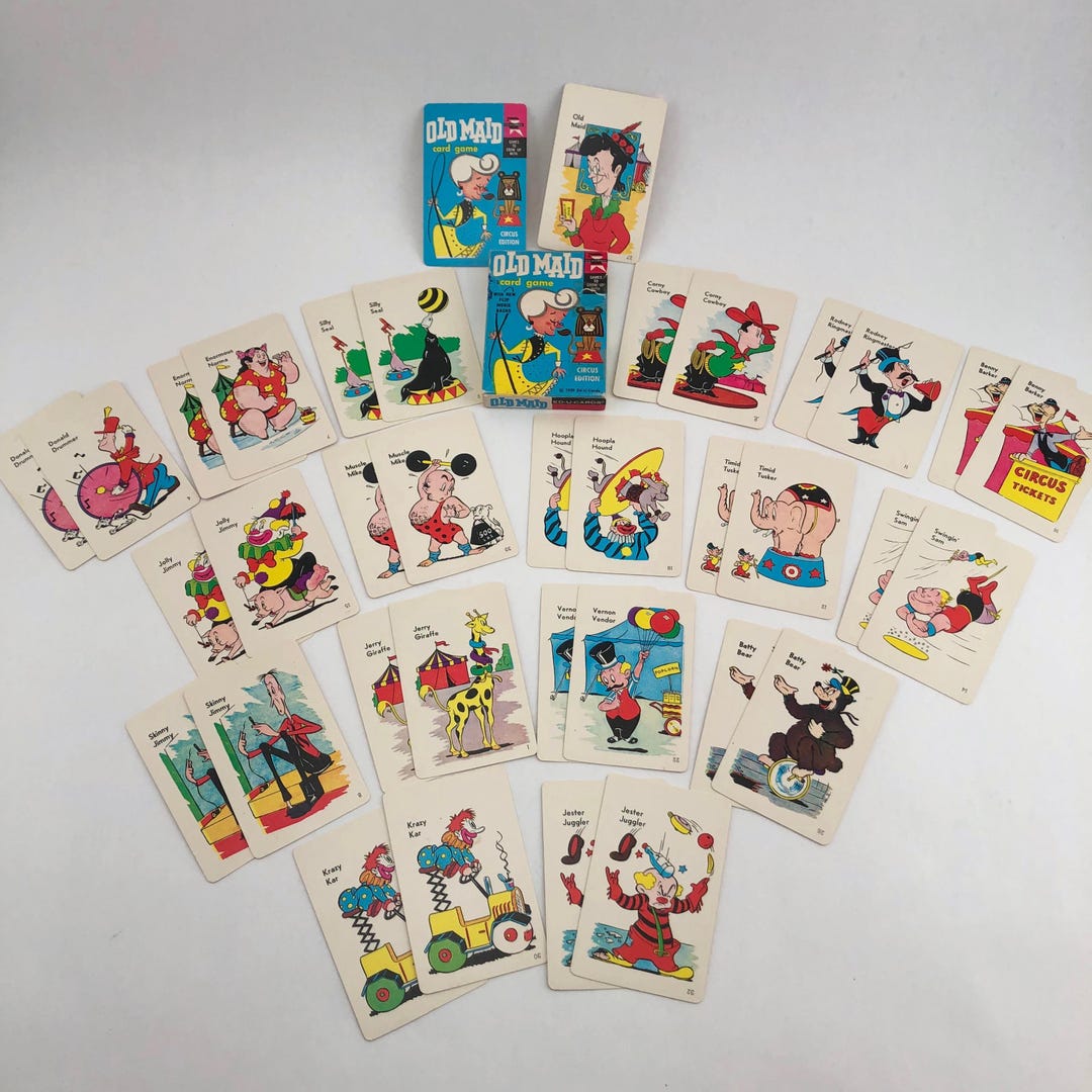 Vintage Old Maid Cards Edu-cards, 1959, Old Maid Card Game, 36 Cards ...