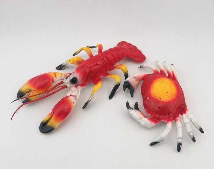 Vintage Plastic Lobster and Crab, Lightweight Plastic Sea Creature, Toy ...