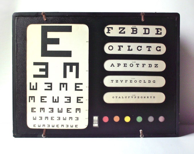 Vintage School Lighted Eye Testing Chart, Optometrist, Green Test ...