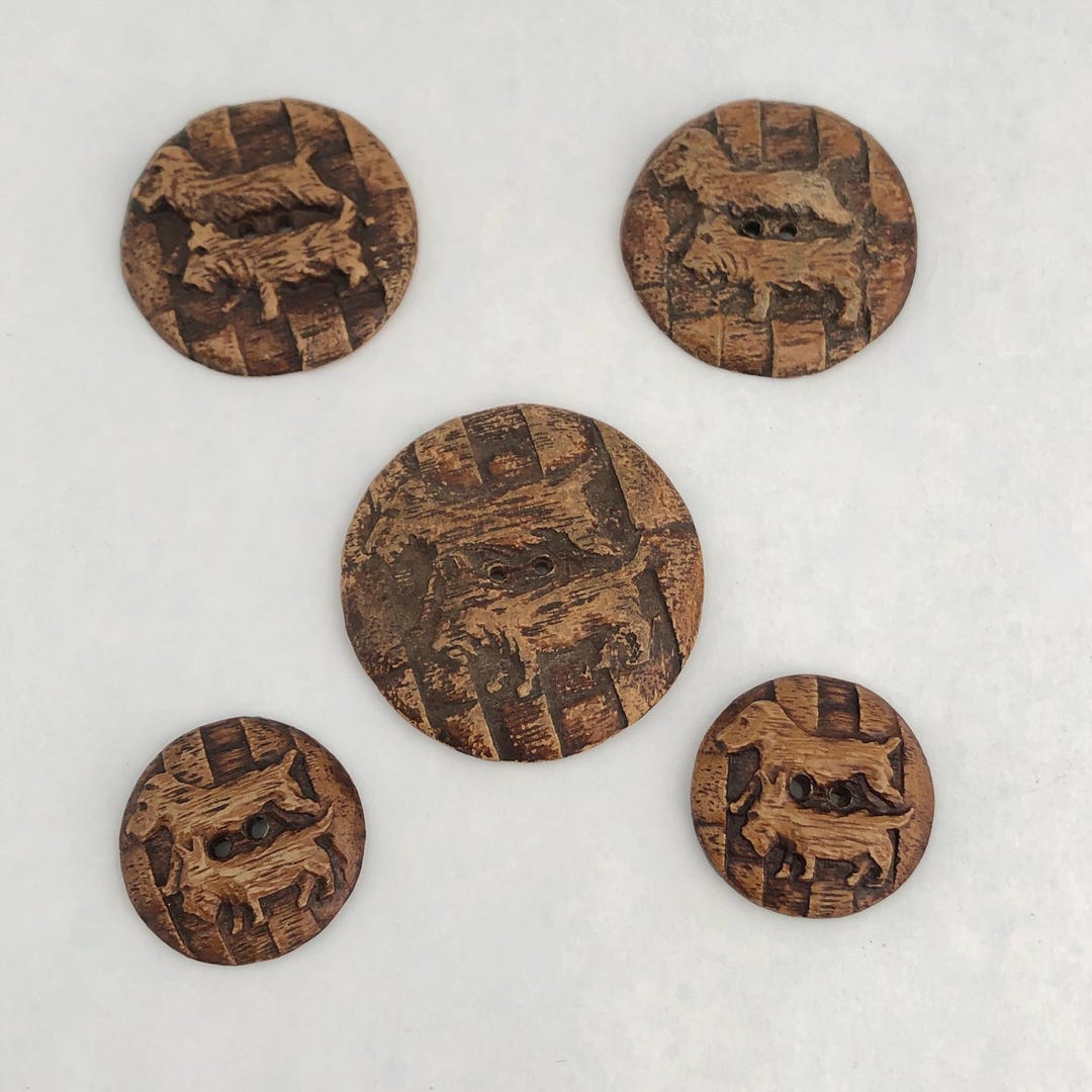 Vintage Syroco Wood Dog Buttons - Etsy