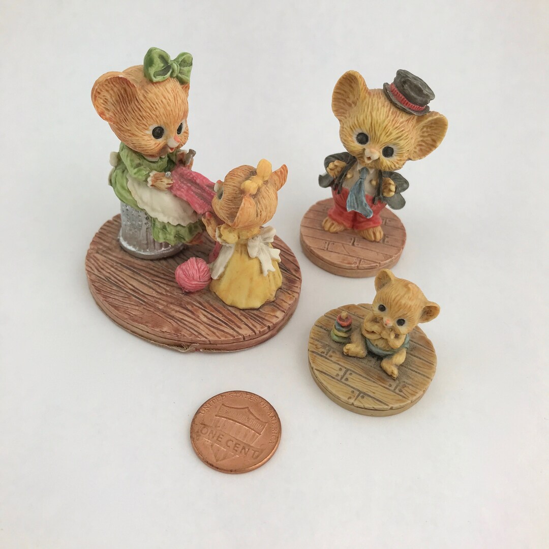 Vintage Enesco Miceville Figures, Group of Miniature Mice, Mouse ...