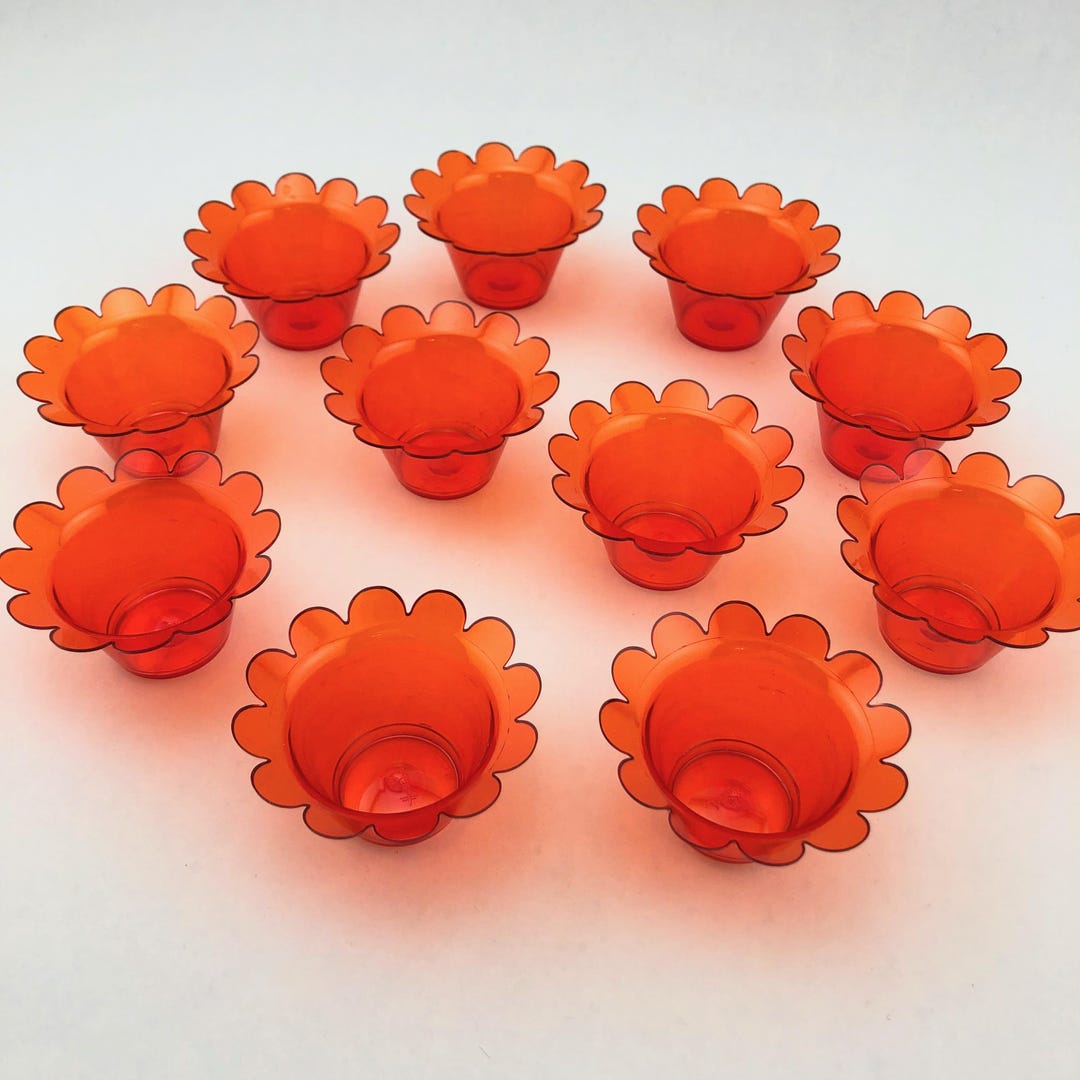 Vintage Group of 11 Hallmark Nut Cups, Red/orange Plastic Flower Shaped ...