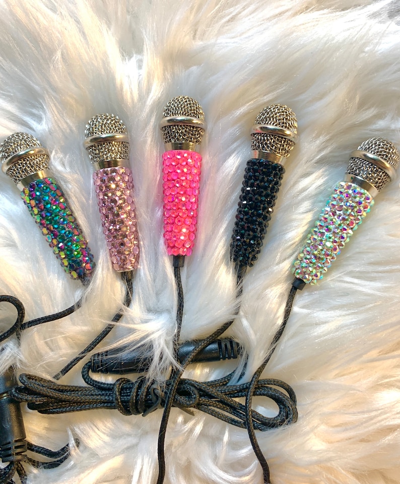 Rhinestone Mini Microphone | Mic for Recording on Tiktok, Youtube ...