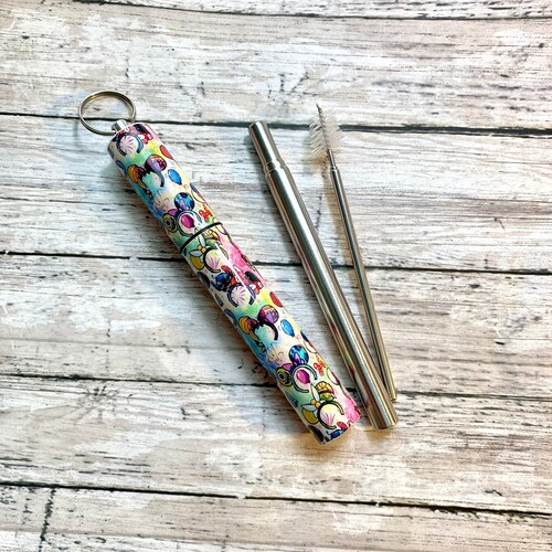 Disney Ears Collapsible Straw Travel Straw Straw Keychain - Etsy