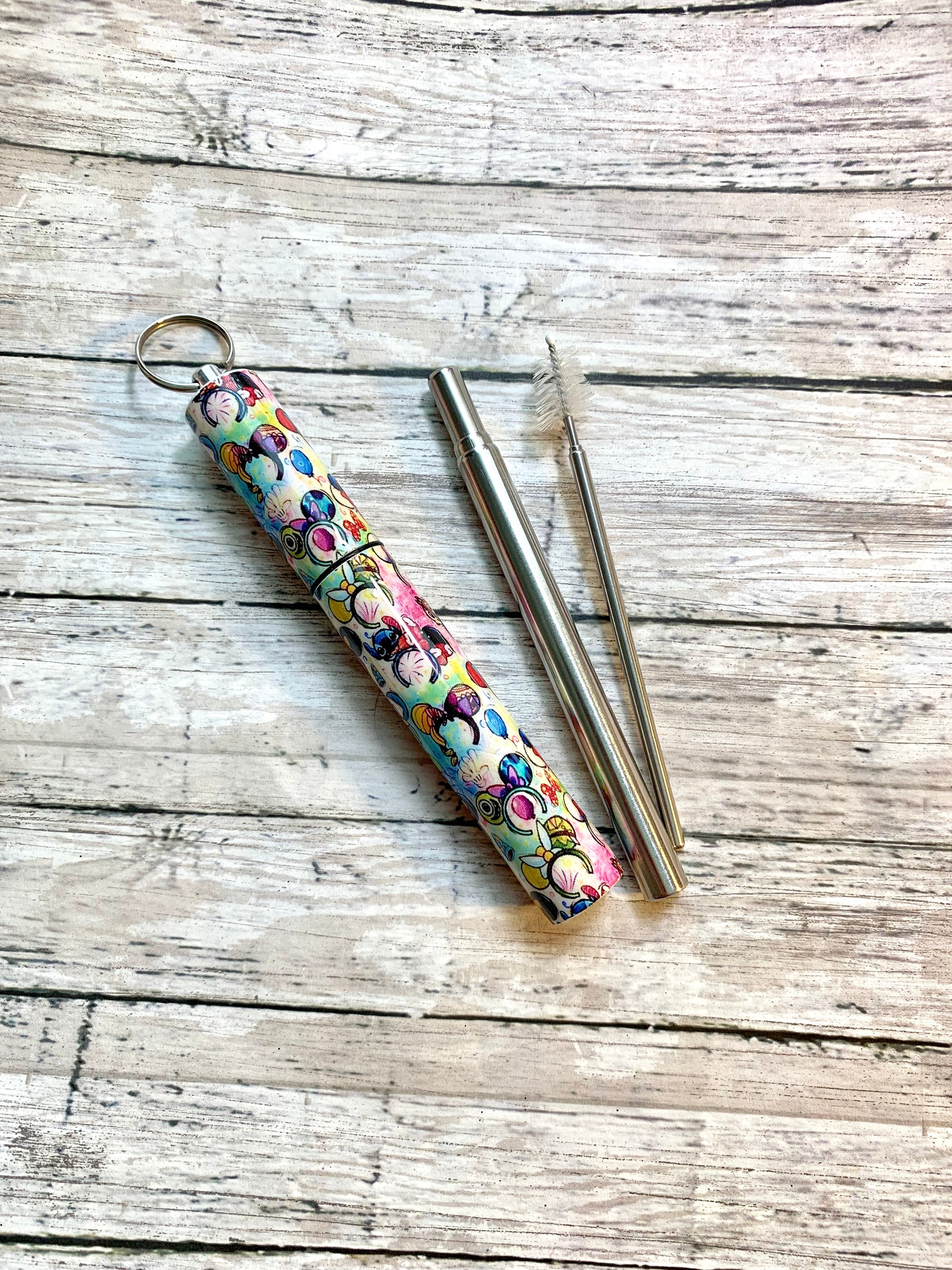 Disney Ears Collapsible Straw Travel Straw Straw Keychain - Etsy