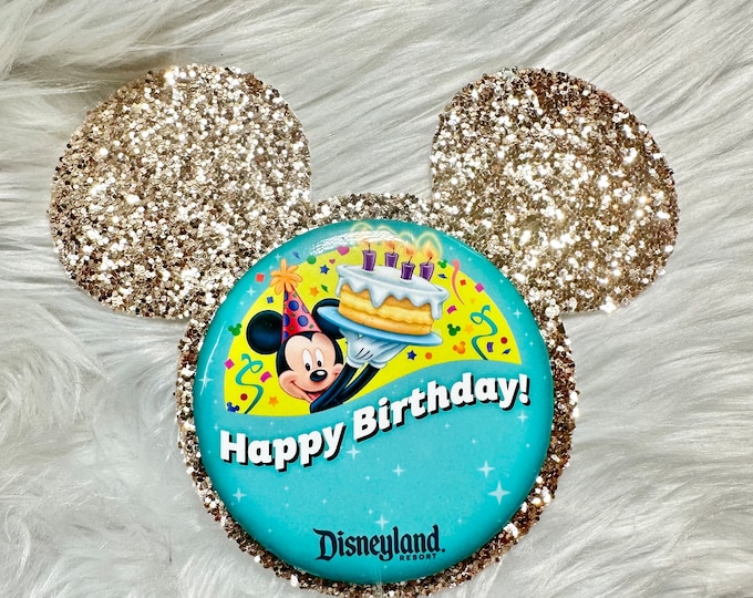 Button Accessory Gold Glitter Mickey Button Backer Pin Back 3 Inch ...