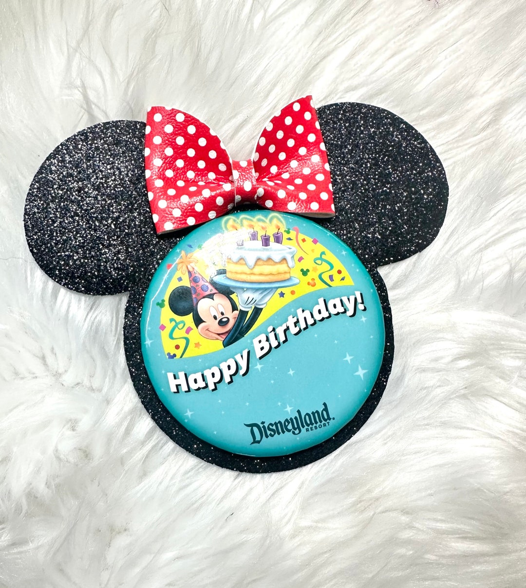 Black Glitter Minnie Button Backer: Birthday Celebration Accessory - Etsy