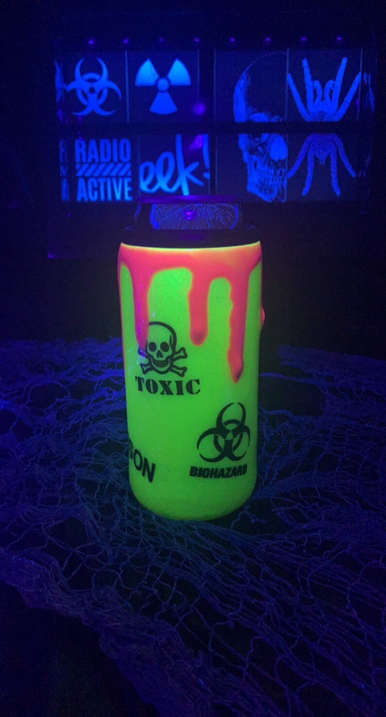 Glow in the Dark Skinny Can Cooler Glow Drip Halloween - Etsy