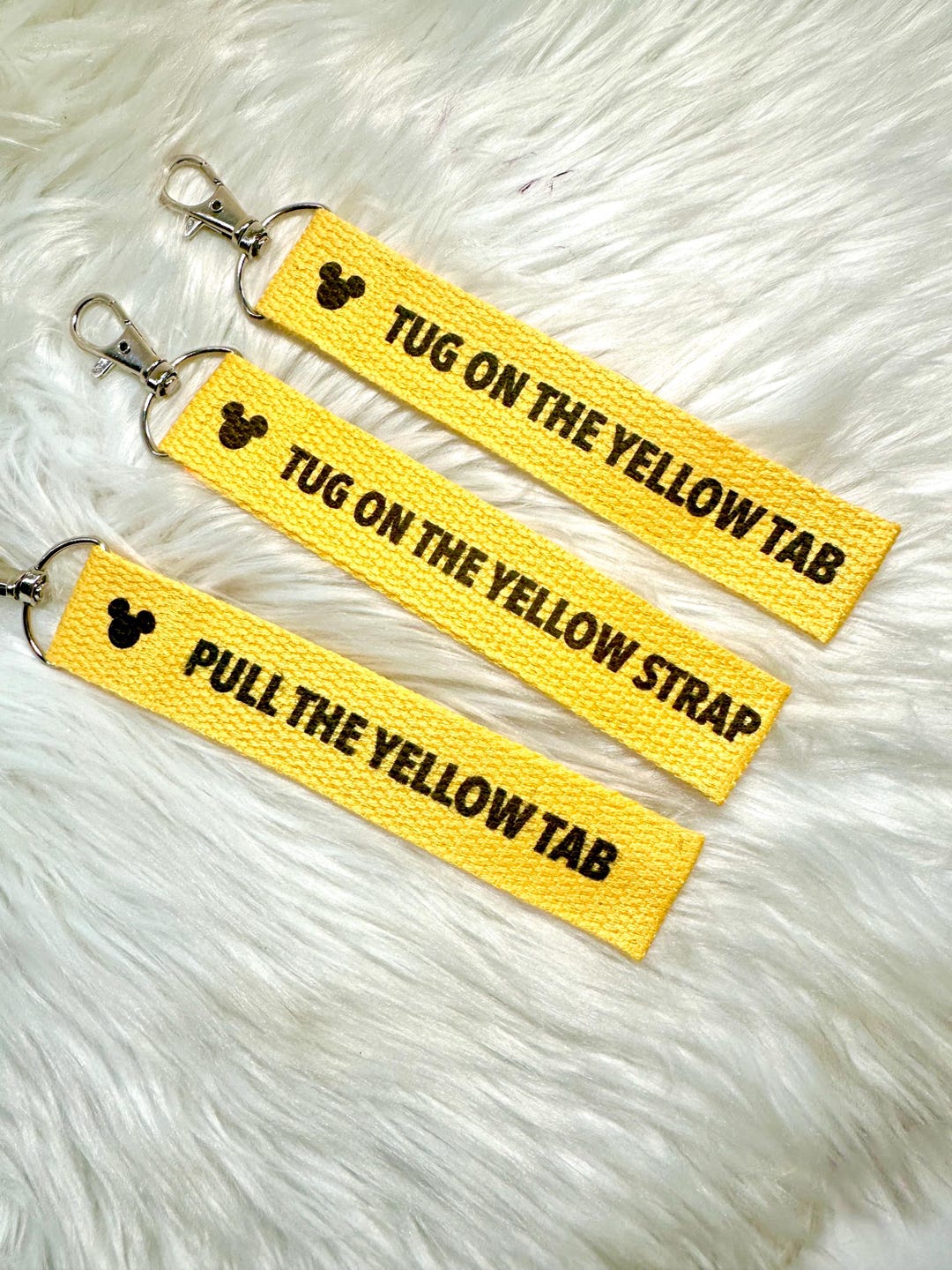 Pull the Yellow Tab Keychain | Theme Park Keychain | Yellow Keychain - Etsy