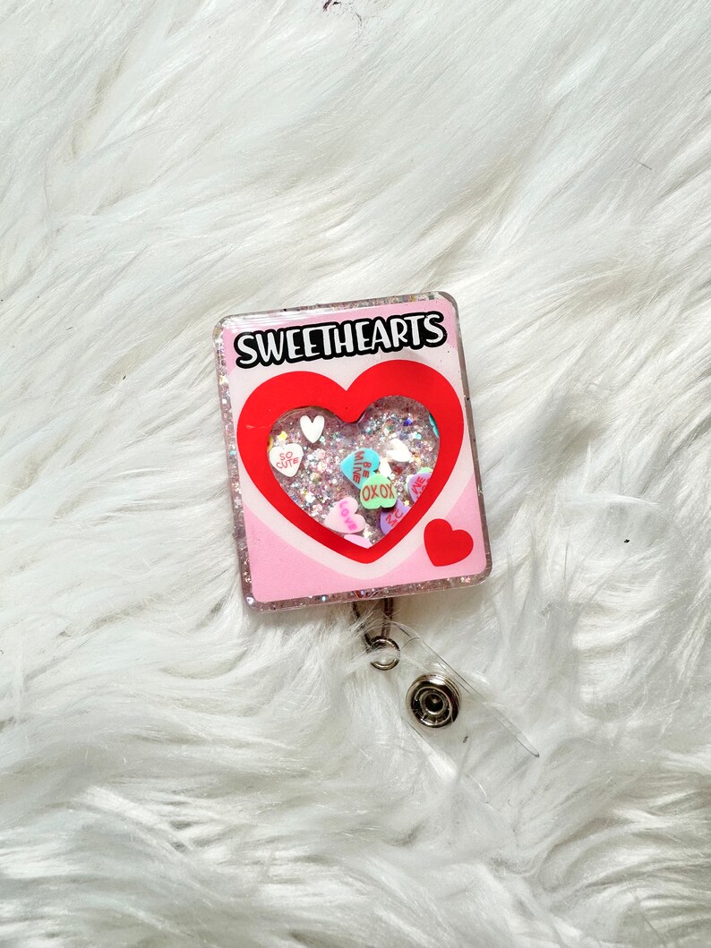 Valentine's Sweethearts Shaker Badge Reel: Glitter Heart, 3D Design - Etsy