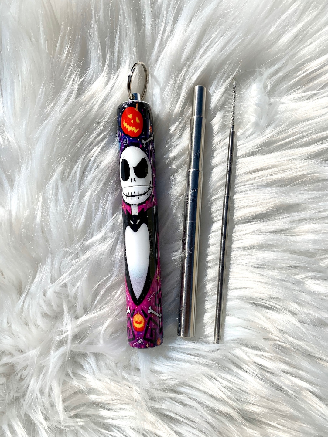 Jack Skellington Collapsible Straw Travel Straw Straw Keychain Reusable ...