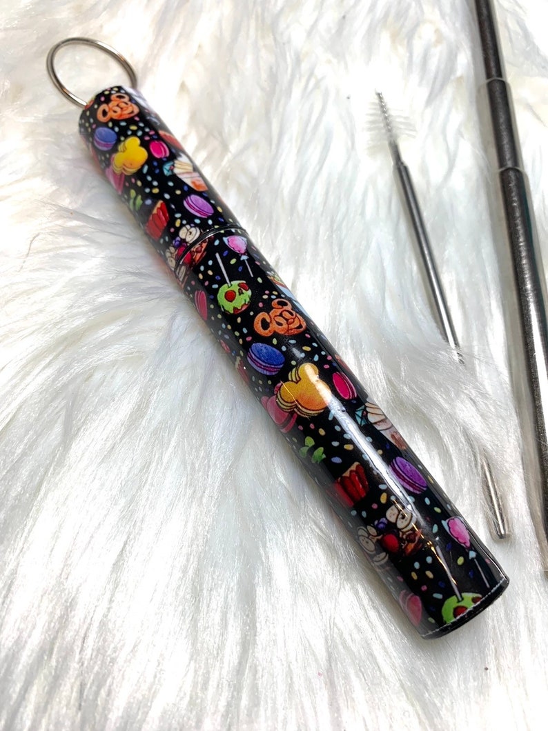 Black Disney Snacks Collapsible Straw Travel Straw Straw - Etsy