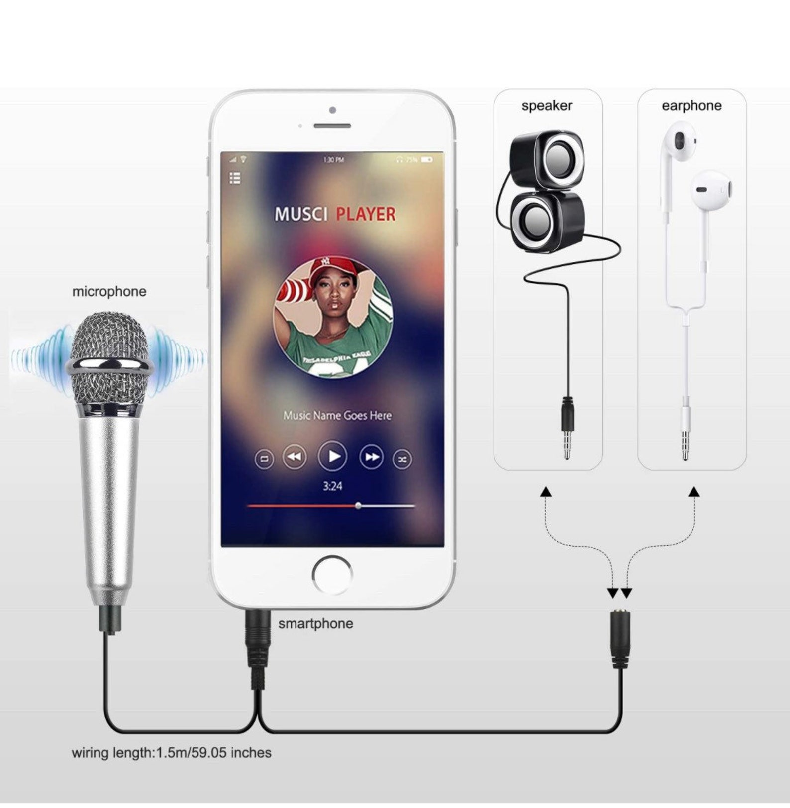 Rhinestone Mini Microphone | Mic for Recording on Tiktok, Youtube ...