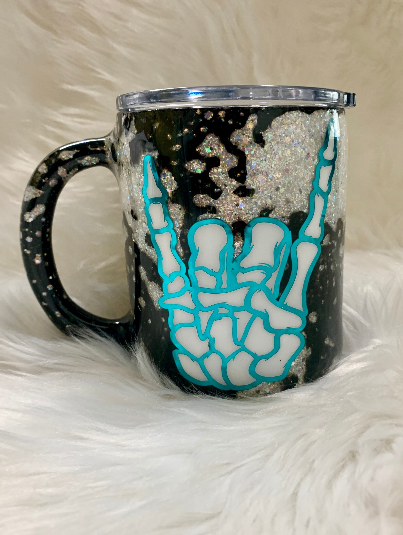 Teal Devil Horns Morning Mug 12 Oz Coffee Cup Glitter Coffee Cup Teal ...