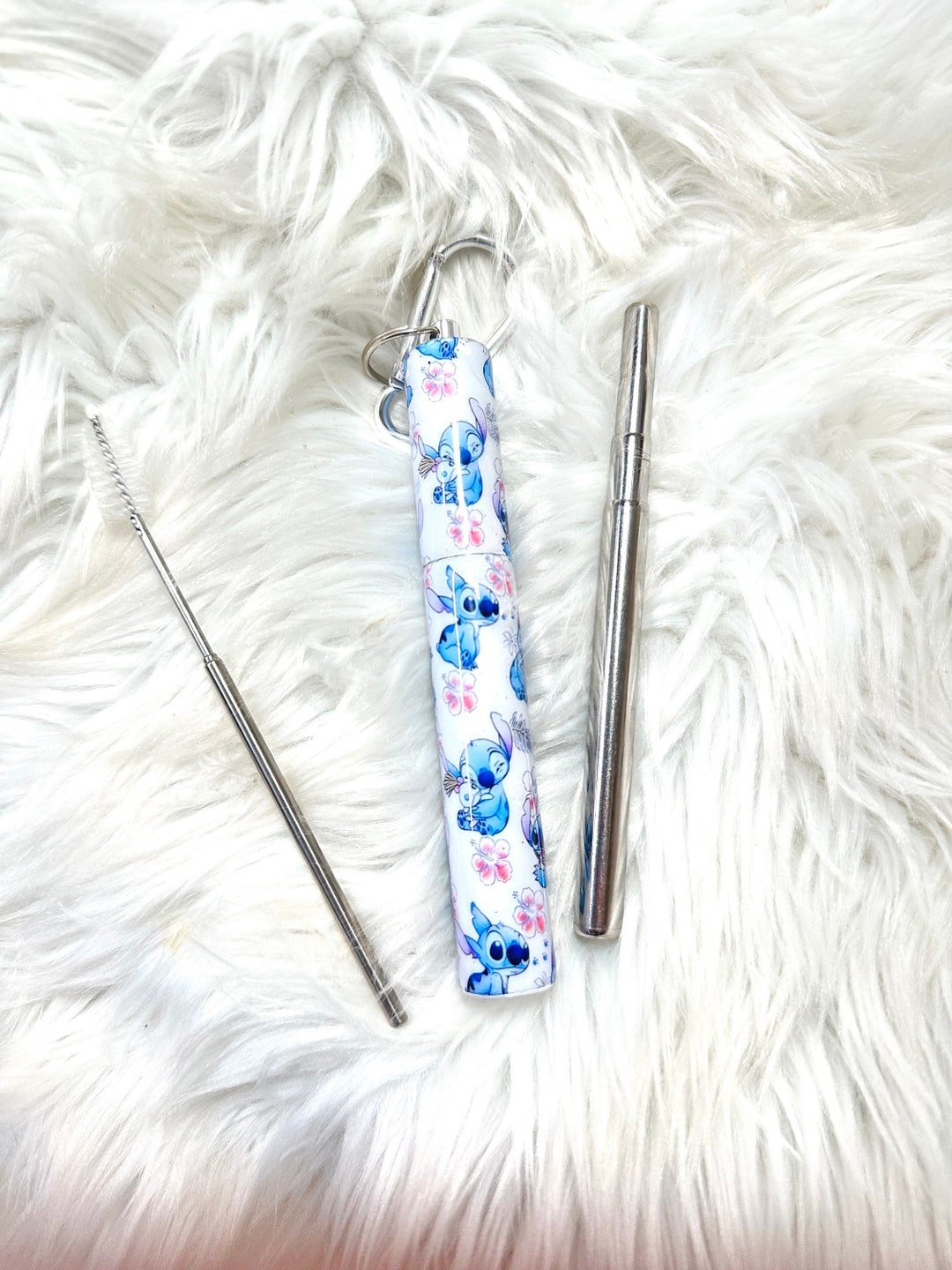 Stitch Collapsible Straw Travel Straw Straw Keychain Reusable Straw - Etsy