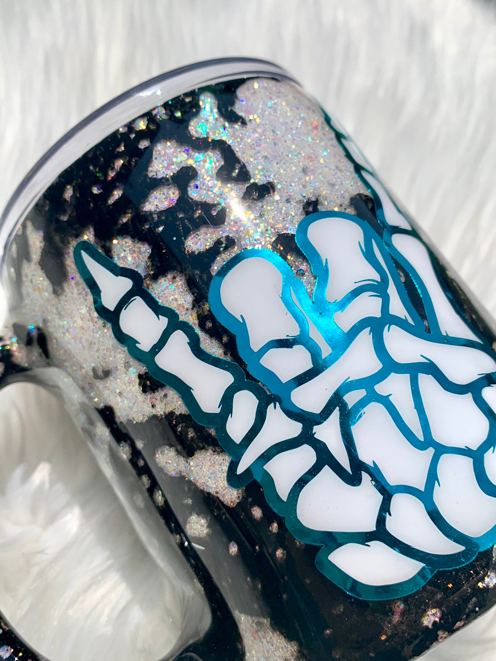 Teal Devil Horns Morning Mug 12 Oz Coffee Cup Glitter Coffee Cup Teal ...