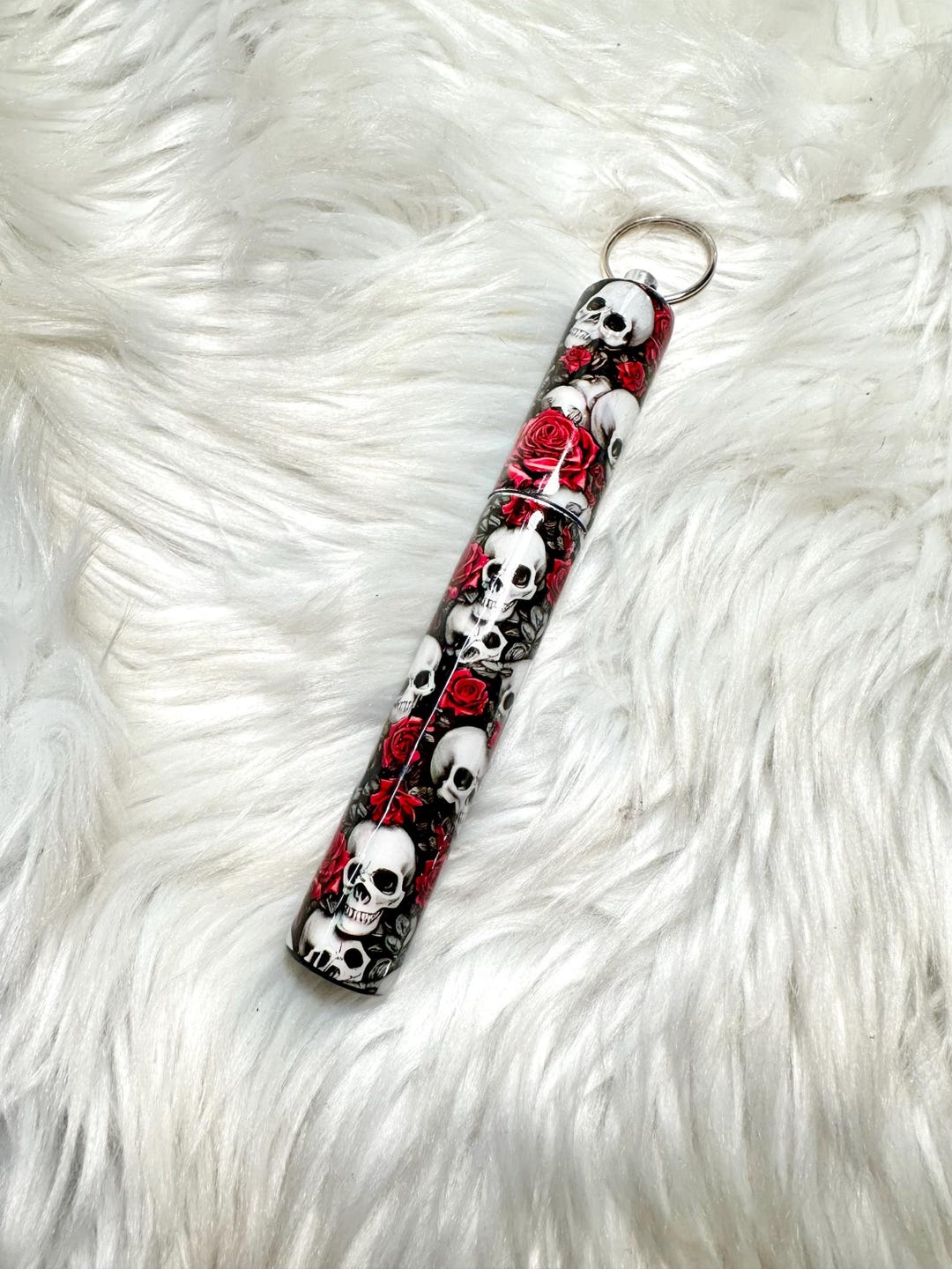 Skull and Roses Collapsible Straw | Travel Straw | Straw Keychain ...