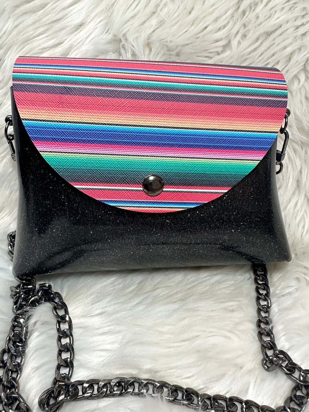 Serape and Sparkle Black Faux Leather Purse Small Crossbody Purse - Etsy