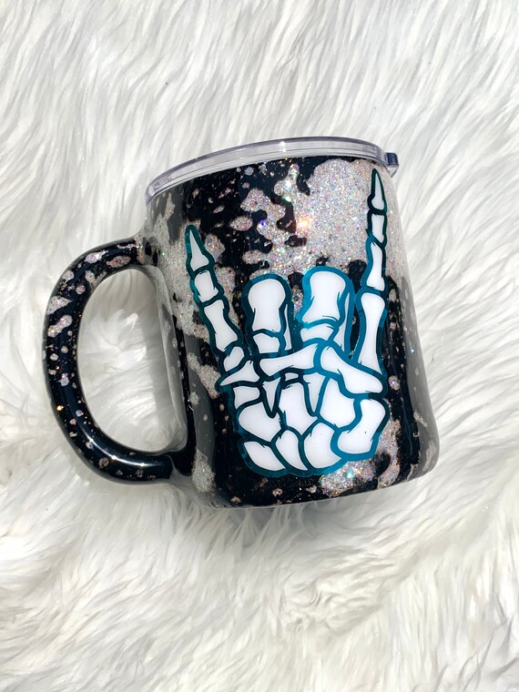 Teal Devil Horns Morning Mug 12 Oz Coffee Cup Glitter - Etsy
