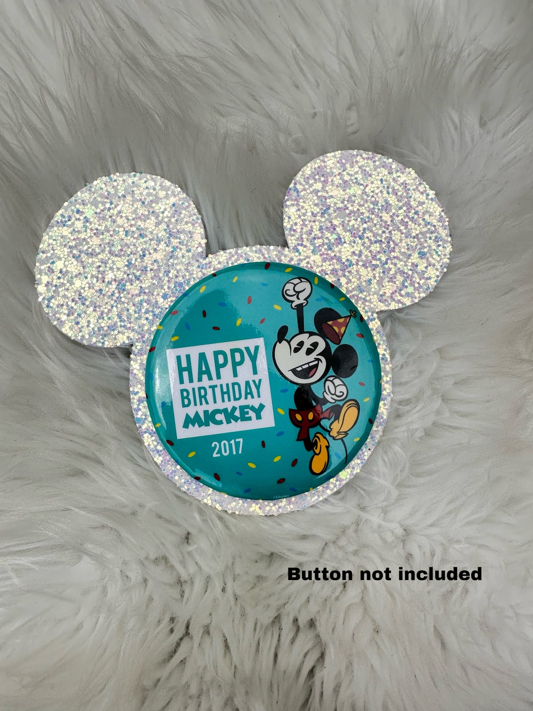 Light Pink Chunky Glitter Mickey Button Backer | Button Accessories ...