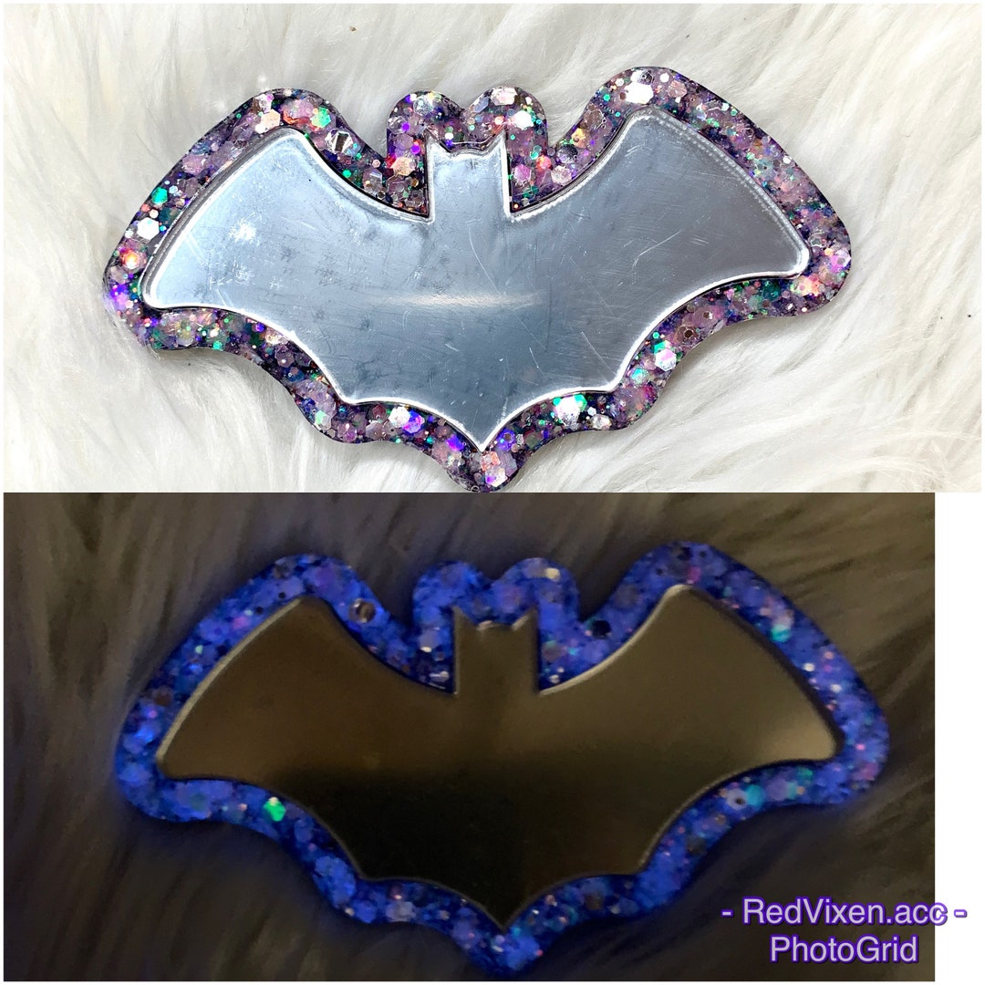 Bat Glow in the Dark Glitter Compact Mirror | Glitter Mirror | Travel ...