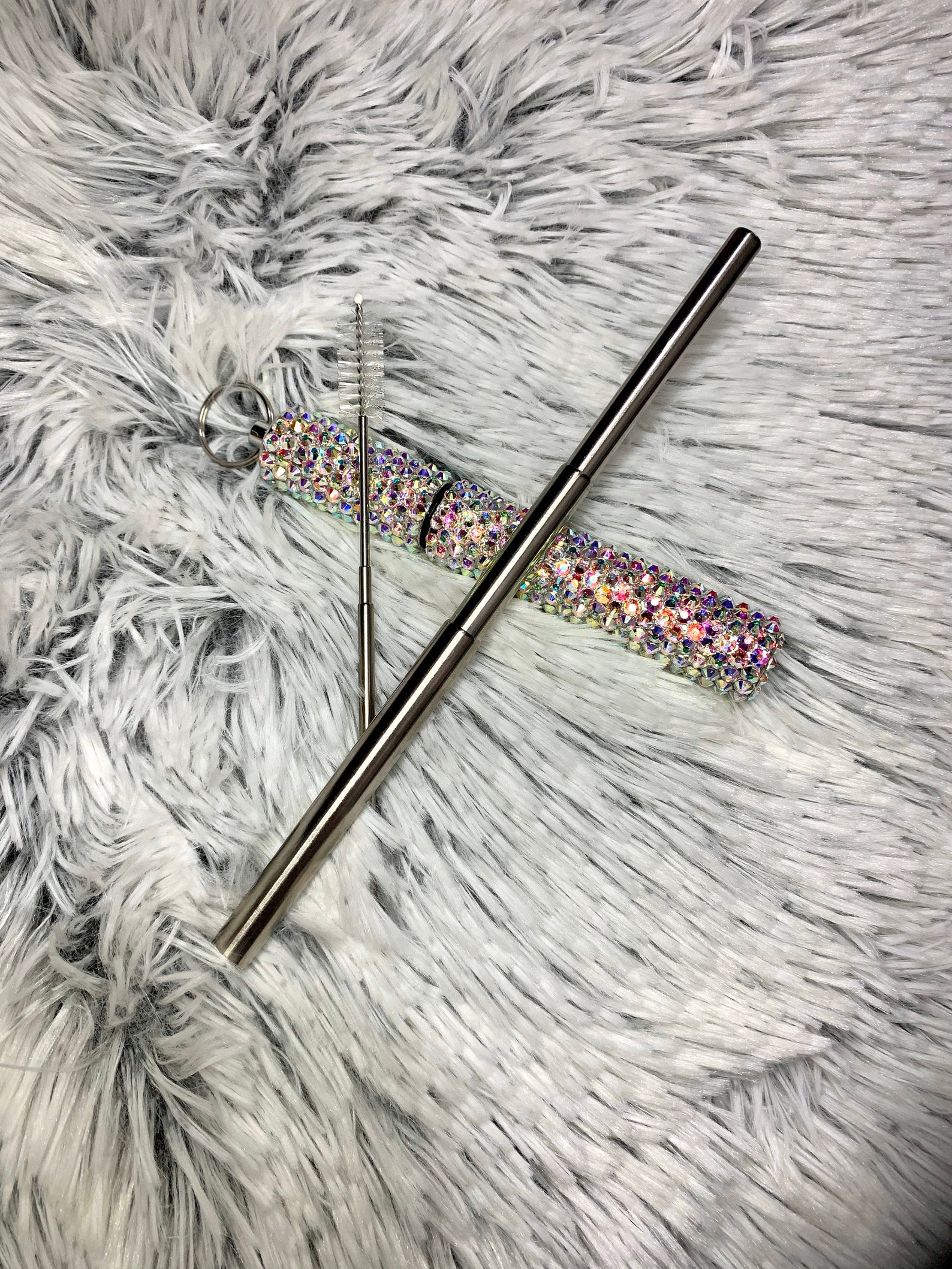 Crystal Collapsible Straw Travel Straw Straw Keychain - Etsy